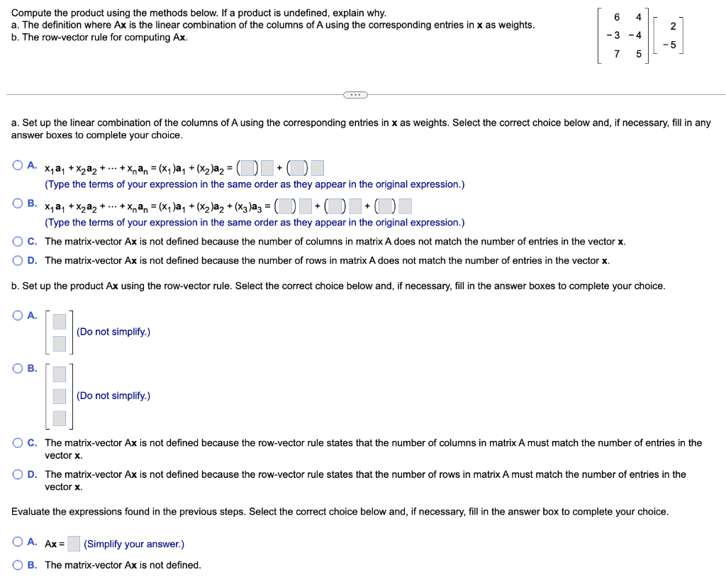 Solved Compute the product using the methods below. If a | Chegg.com
