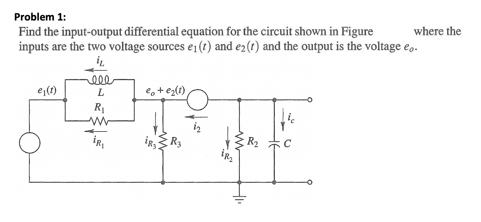 Solved Problem 1:Find the input-output differential equation | Chegg.com