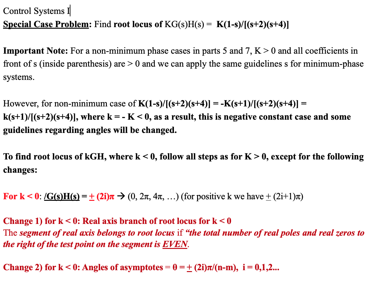Solved Control Systems Special Case Problem: Find root locus | Chegg.com