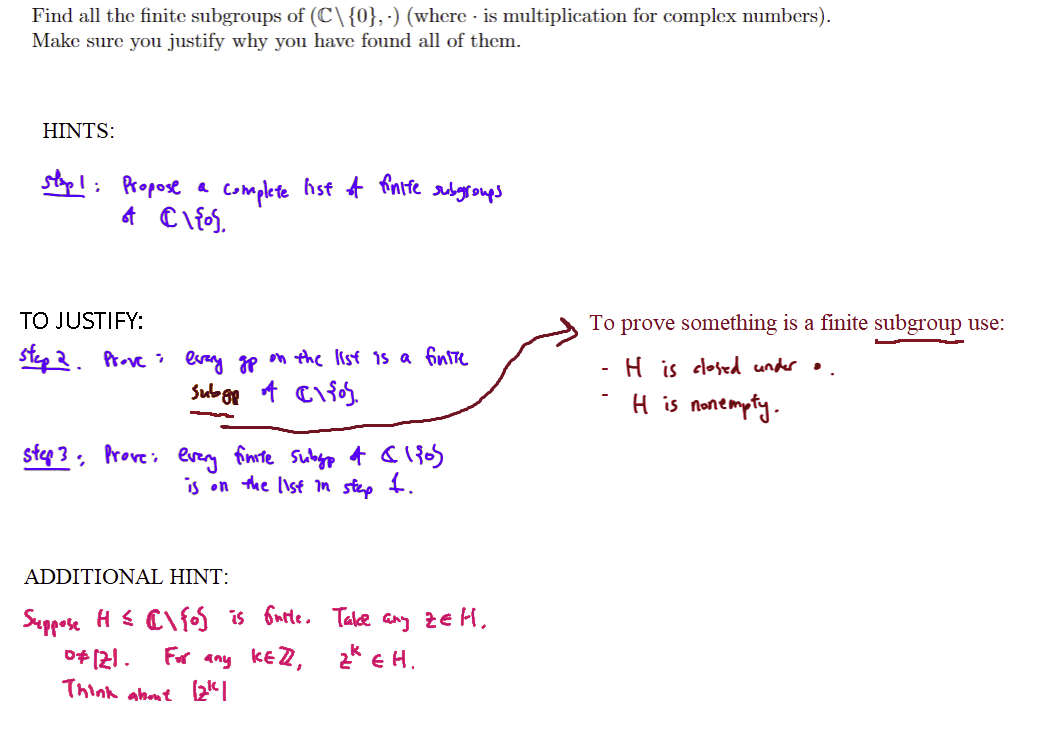 Solved Find all the finite subgroups of (C\{0},⋅) (where ⋅ | Chegg.com