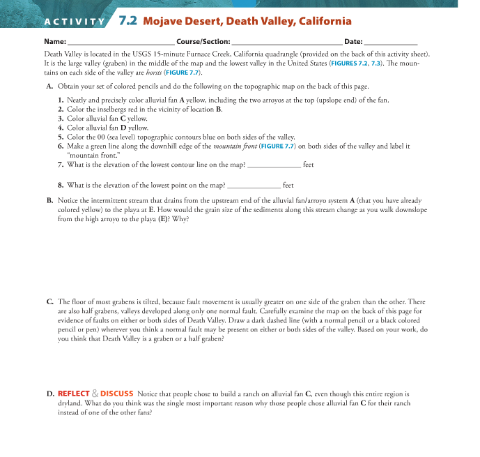 Solved ACTIVITY 7.2 Mojave Desert, Death Valley, California | Chegg.com