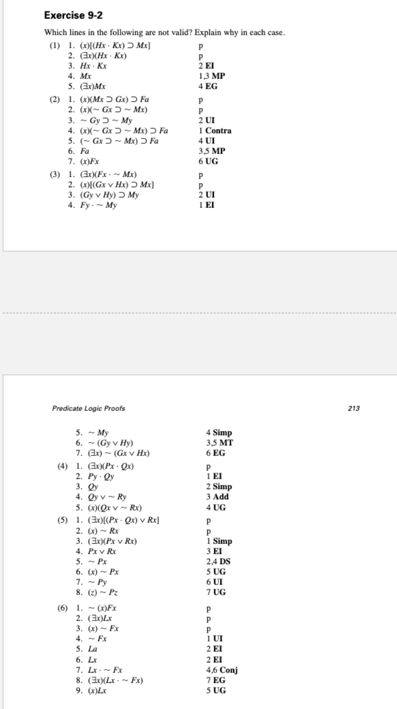 Solved Exercise 9-2 ﻿1, 3, ﻿and 5sequent proof lines in | Chegg.com