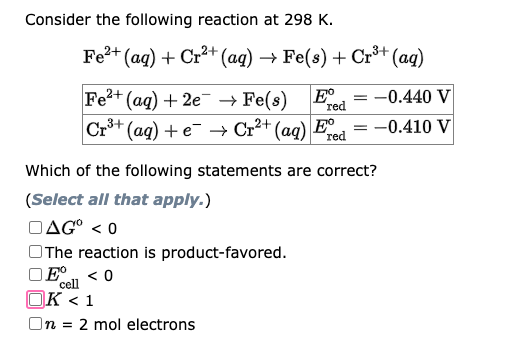 Solved Consider the following reaction at 298 K. | Chegg.com