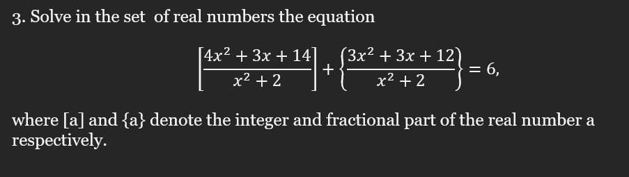 Solved 3. Solve in the set of real numbers the equation | Chegg.com