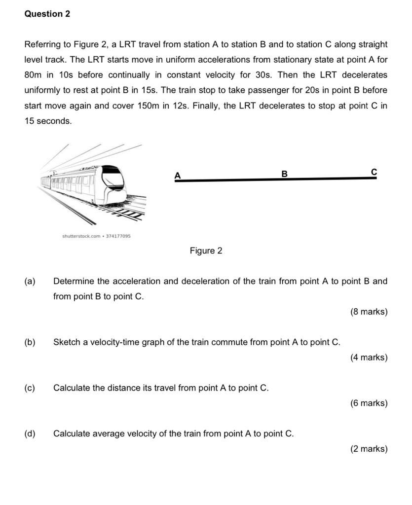 Solved Question 2 Referring to Figure 2, a LRT travel from | Chegg.com