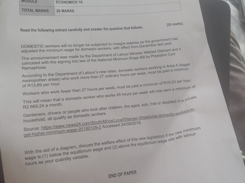 Solved MODULE ECONOMICS 1A 20 MARKS TOTAL MARKS [20 marks] | Chegg.com