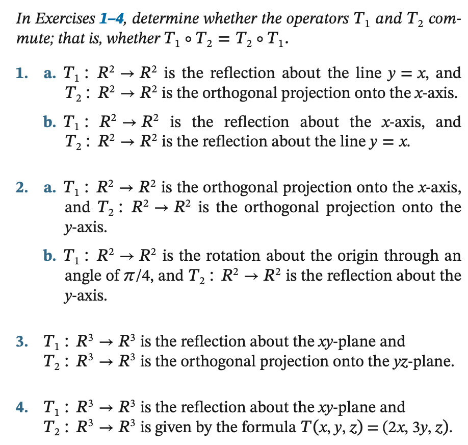 Solved In Exercises 1-4, determine whether the operators T1 | Chegg.com