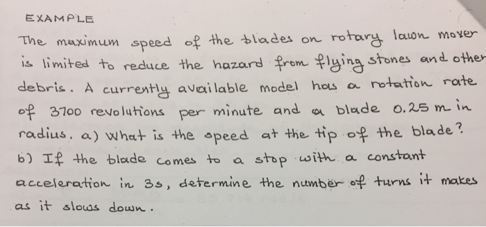 Solved The maximum speed of the blades on rotary lawn mower | Chegg.com