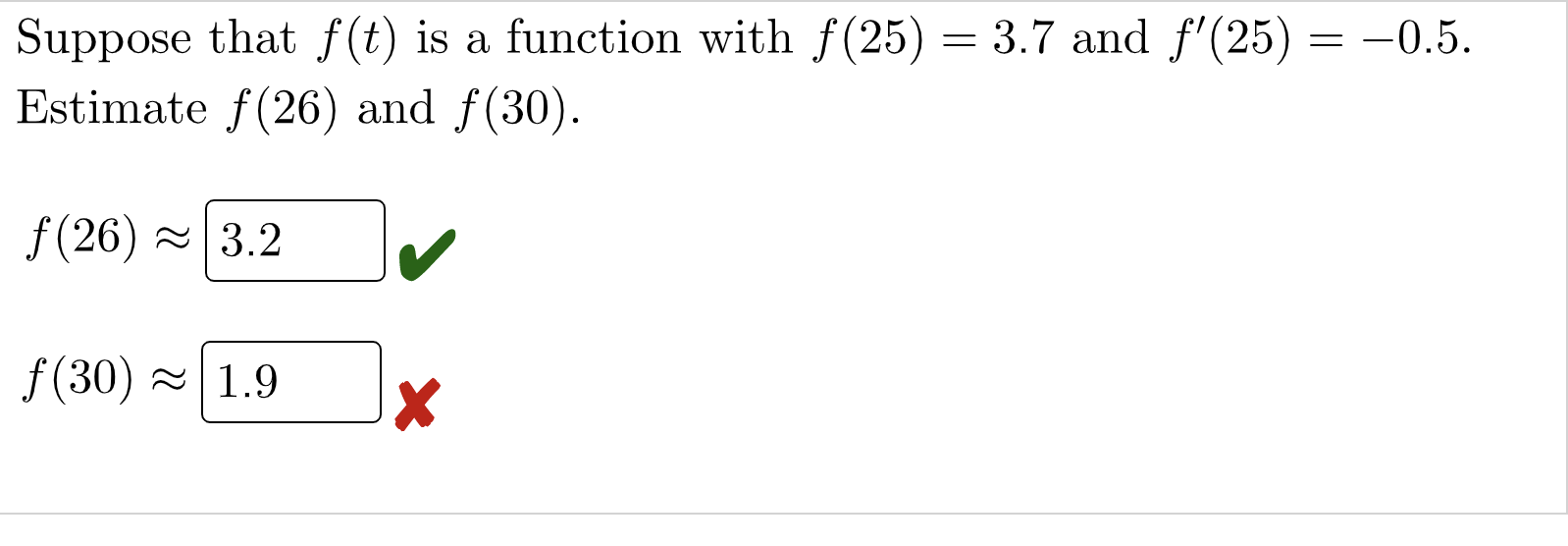 Solved Suppose that f(t) is a function with f(25) = 3.7 and | Chegg.com