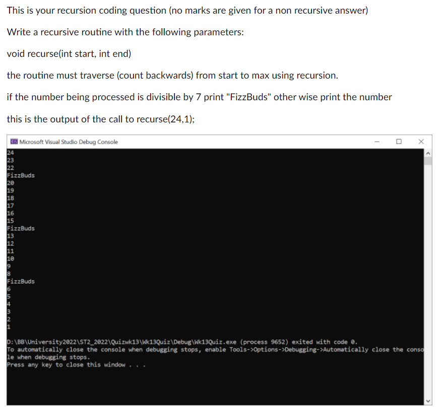 Solved This Is Your Recursion Coding Question No Marks Are 7291