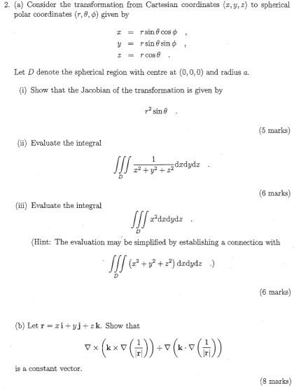 Solved 2. (a) Consider the transformation from Cartesian | Chegg.com