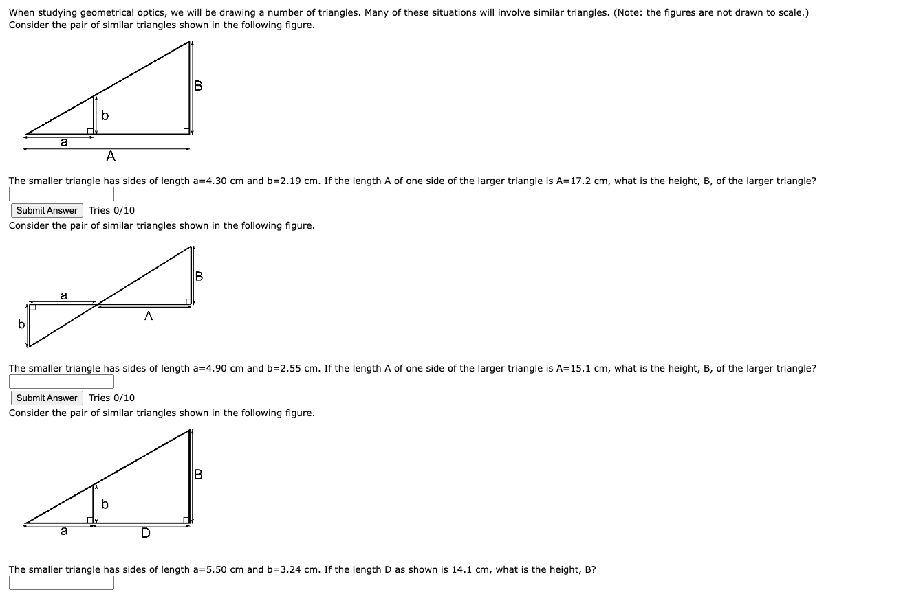 Solved Consider the pair of similar triangles shown in the | Chegg.com