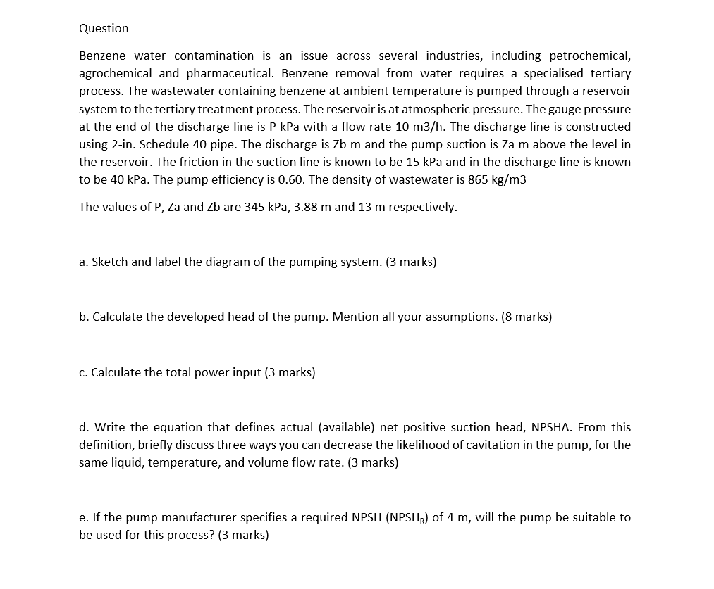 Solved Question Benzene water contamination is an issue | Chegg.com