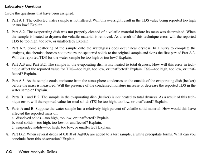 Solved Experiment 3 Prelaborafory Assignment Water Analysis: | Chegg.com