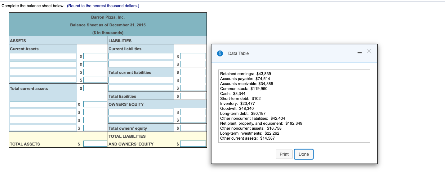 Solved Construct the Barron Pizza, Inc. income statement | Chegg.com