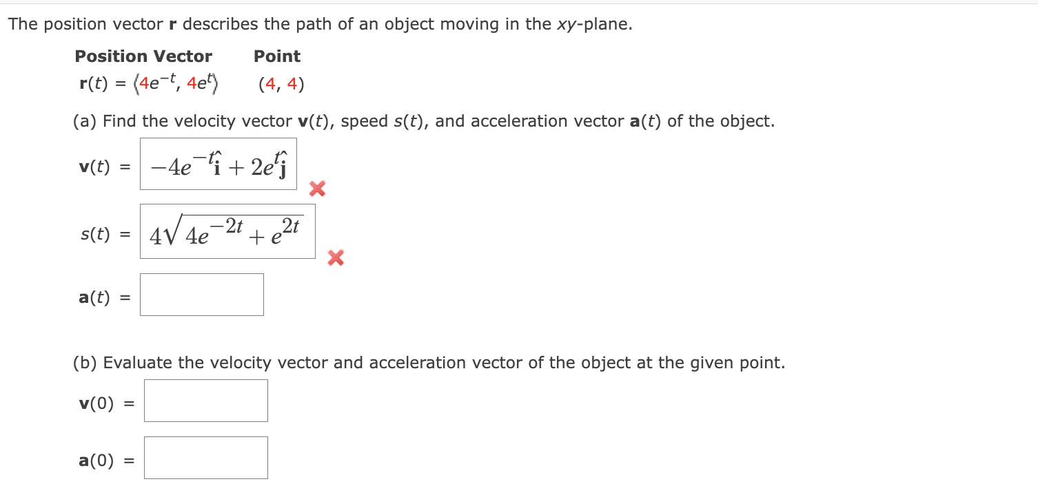 Solved R T 4e−t 4et 4 4 A Find The Velocity Vector