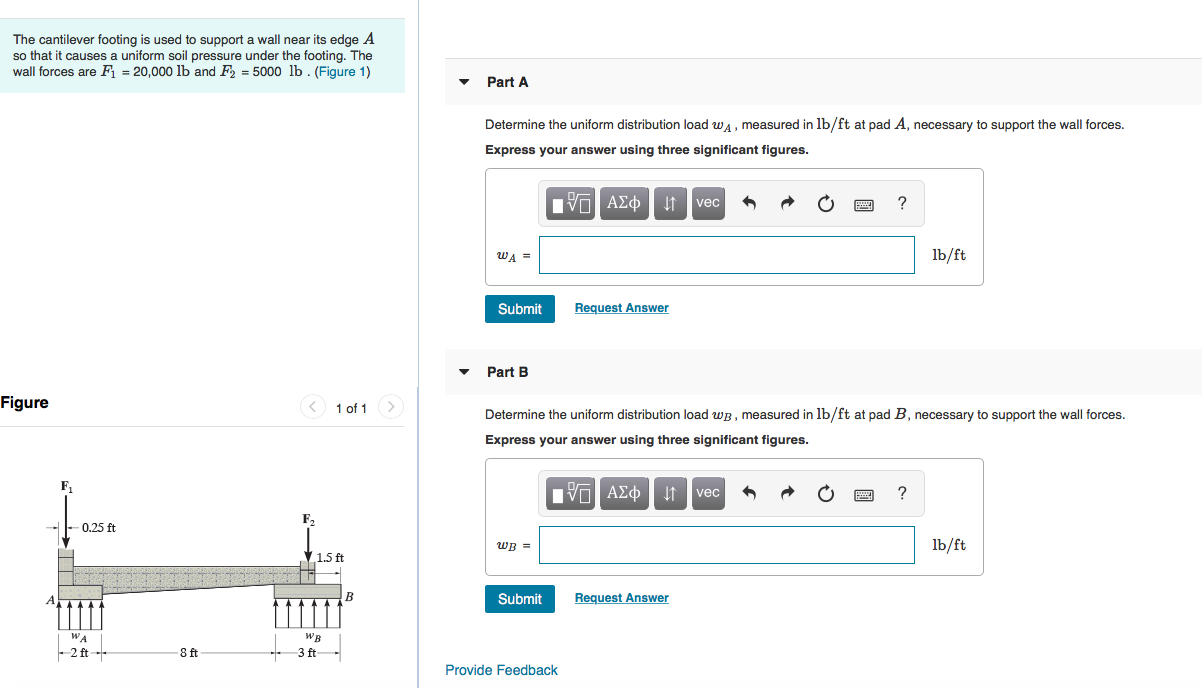 Solved The cantilever footing is used to support a wall near | Chegg.com