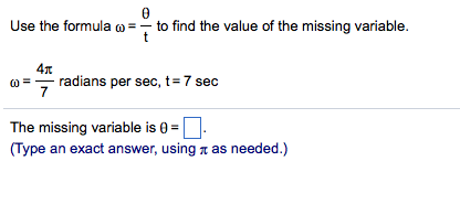 Solved Use the formula ? to find the value of the missing | Chegg.com