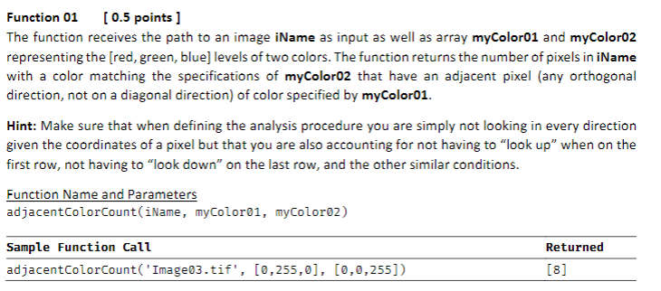 Solved Function 01 [ 0.5 points ] The function receives the | Chegg.com