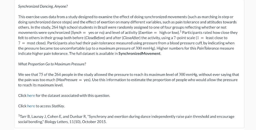 Synchronized Dancing, Anyone? This exercise uses data | Chegg.com Synchronized Dancing, Anyone? This exercise uses data | Chegg.com