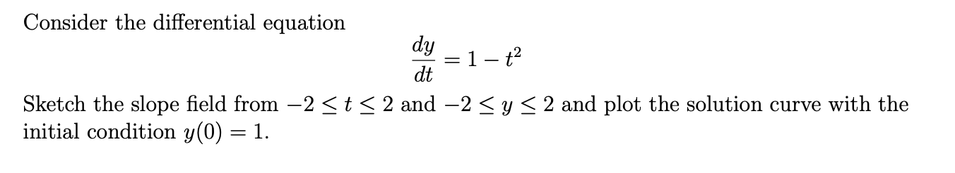Solved Consider the differential equation dy dt 1 - t² | Chegg.com