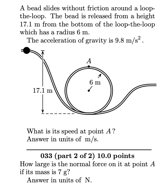 Solved A bead slides without friction around a loopthe-loop. | Chegg.com