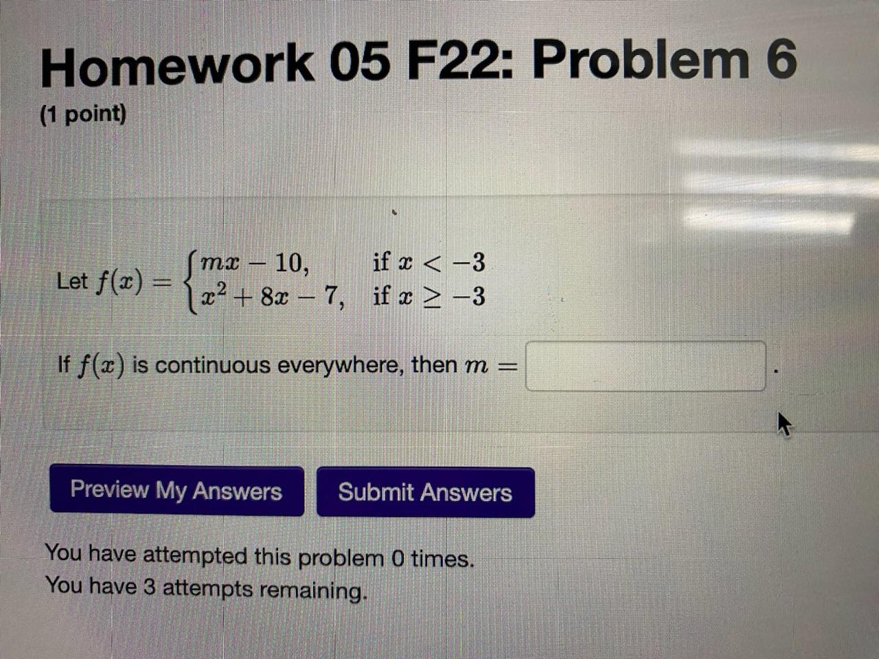 Solved Homework 05 F22: Problem 6 (1 point) Let | Chegg.com