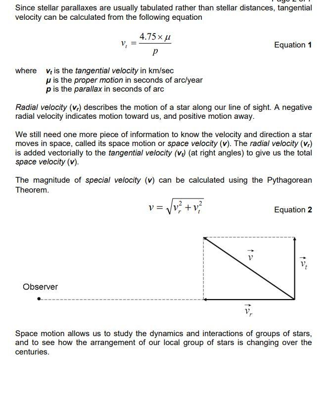 Proper Motion of a Star In this exercise you will | Chegg.com