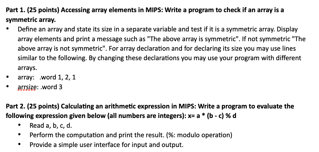 Solved Part 1. (25 points) Accessing array elements in MIPS: | Chegg.com