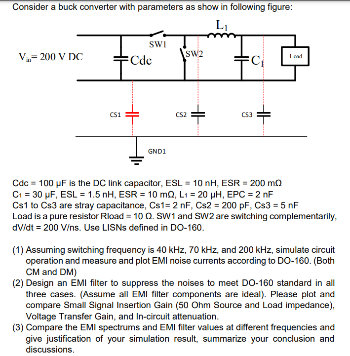 Solved Consider a buck converter with parameters as show in | Chegg.com