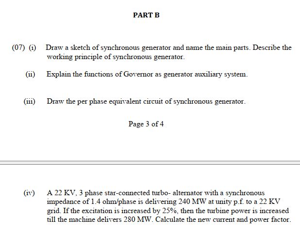Solved PART B(07) (i) ﻿Draw a sketch of synchronous | Chegg.com