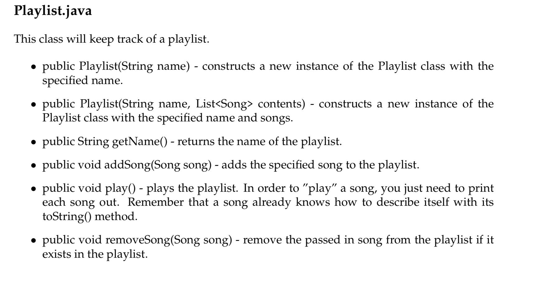 Solved Song.java This class collects methods/data for a | Chegg.com