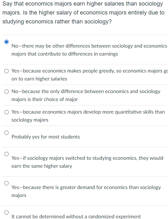 Solved Say that economics majors earn higher salaries than | Chegg.com