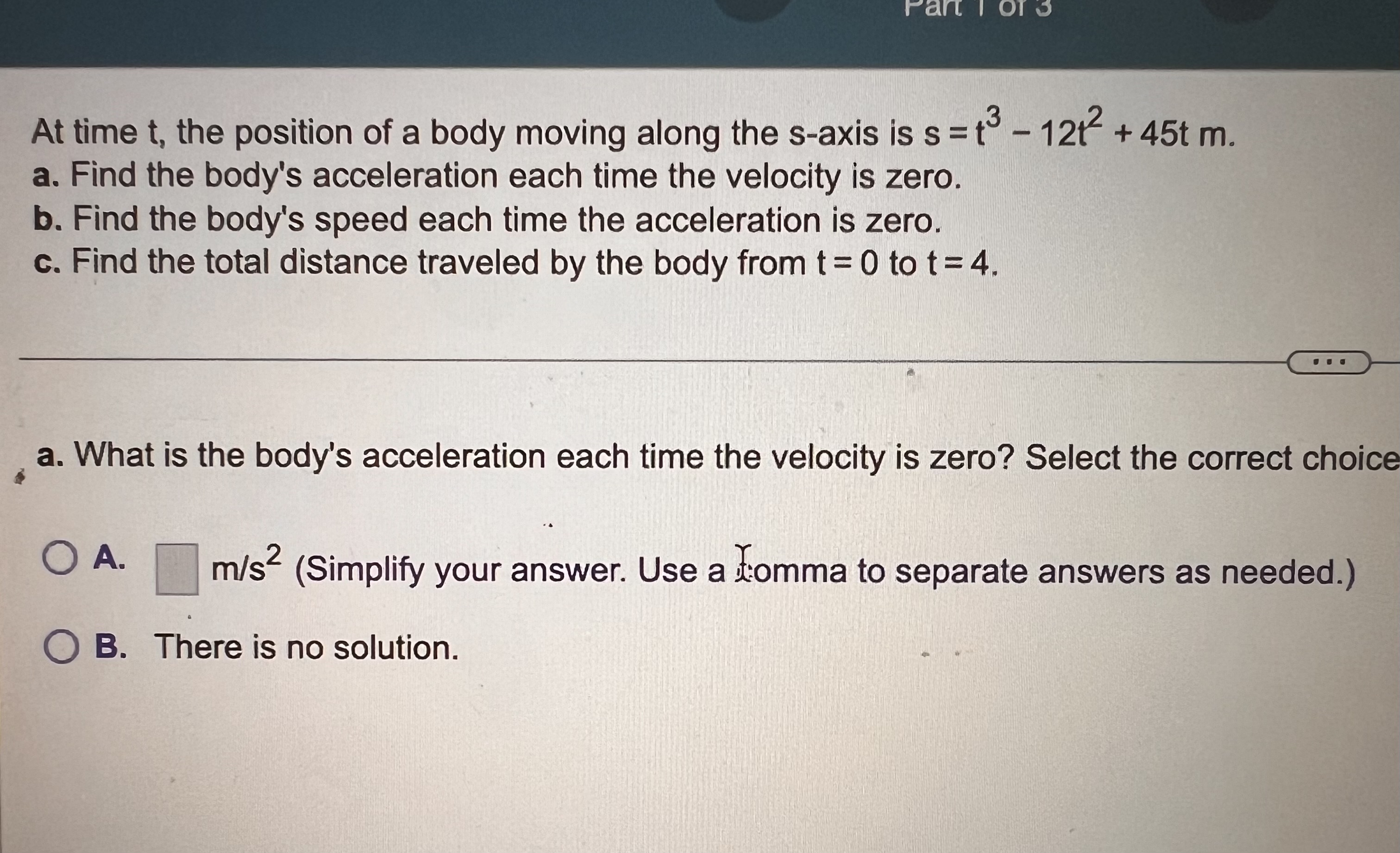 Solved At time t, the position of a body moving along the | Chegg.com