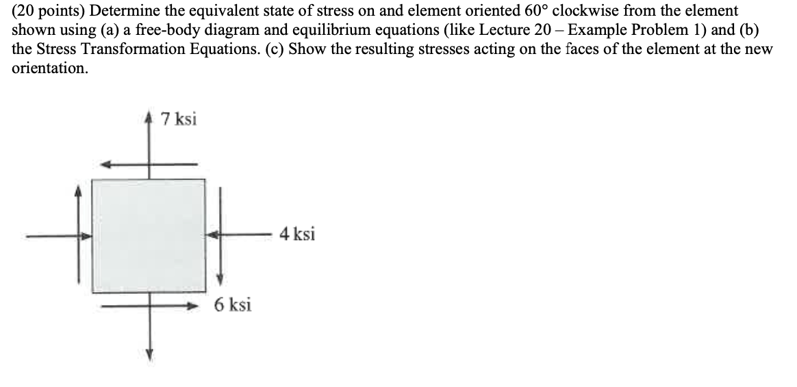 Solved Determine the equivalent state of stress on and | Chegg.com