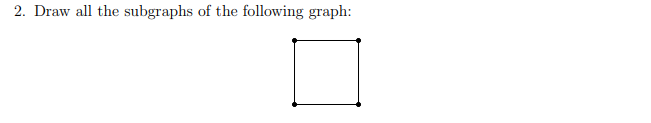 Solved 2. Draw all the subgraphs of the following graph: | Chegg.com