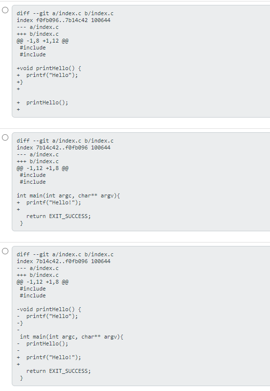Solved Given the following two branches of code in a git | Chegg.com