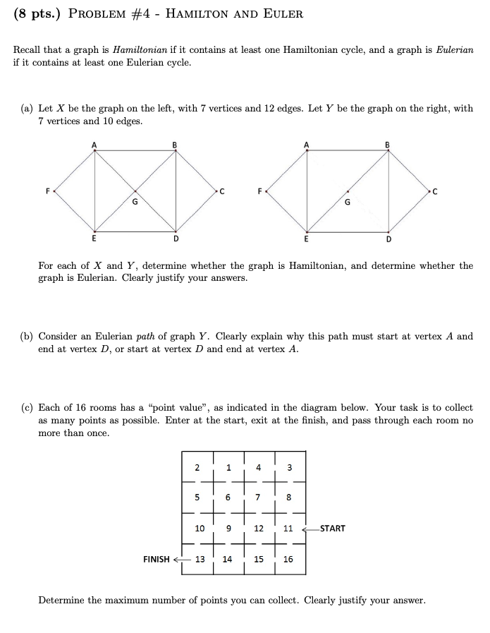 Solved (8 pts.) PROBLEM #4 - HAMILTON AND EULER Recall that | Chegg.com