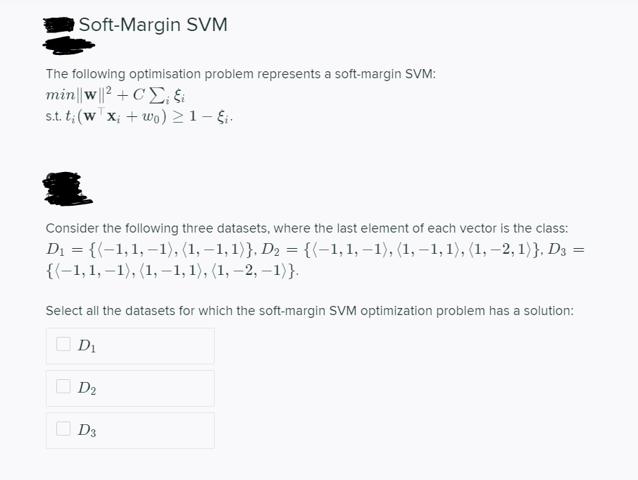 Soft-Margin SVM The following optimisation problem | Chegg.com