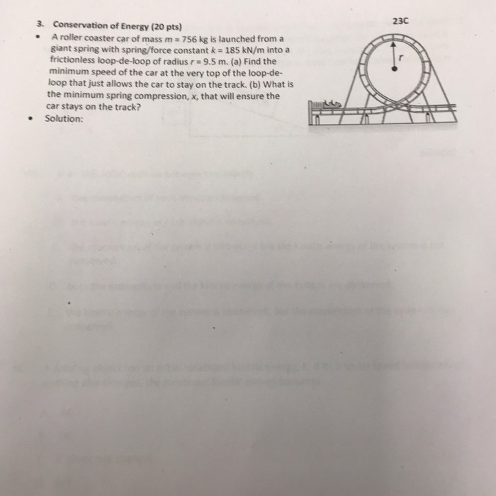 Solved 23C 3. Conservation of Energy (20 pts) .A roller | Chegg.com