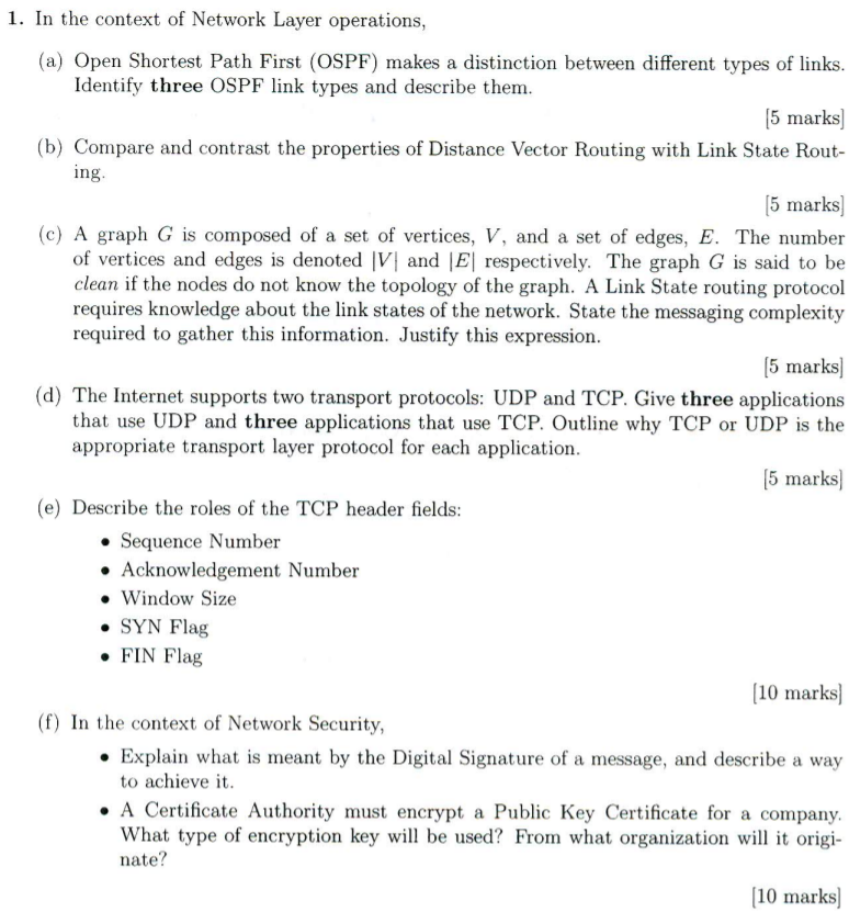 Solved 1 In The Context Of Network Layer Operations A 