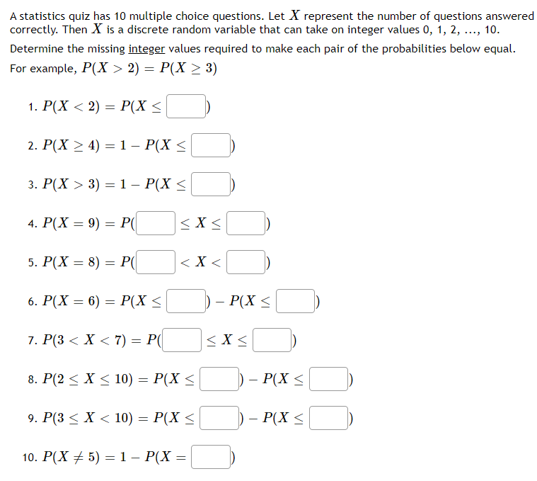 Solved A statistics quiz has 10 multiple choice questions. | Chegg.com