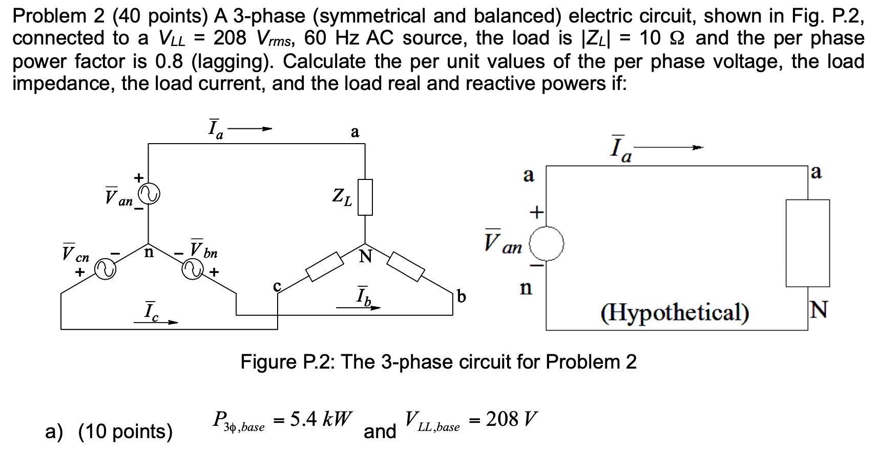 Solved = Problem 2 (40 points) A 3-phase (symmetrical and | Chegg.com