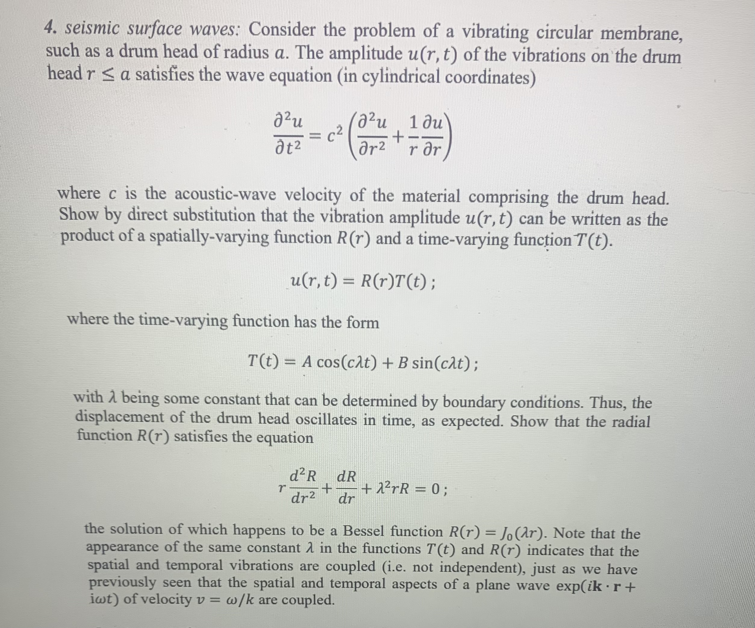 Solved seismic surface waves: Consider the problem of a | Chegg.com