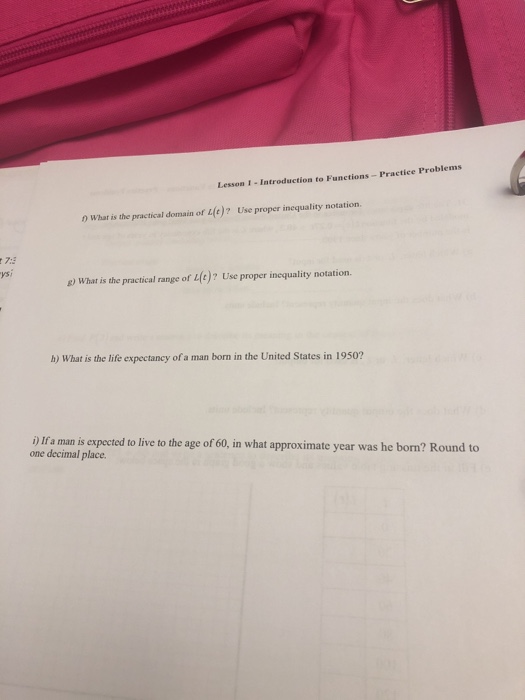 Solved Lesson 1 - Introduction to Functions - Practice | Chegg.com
