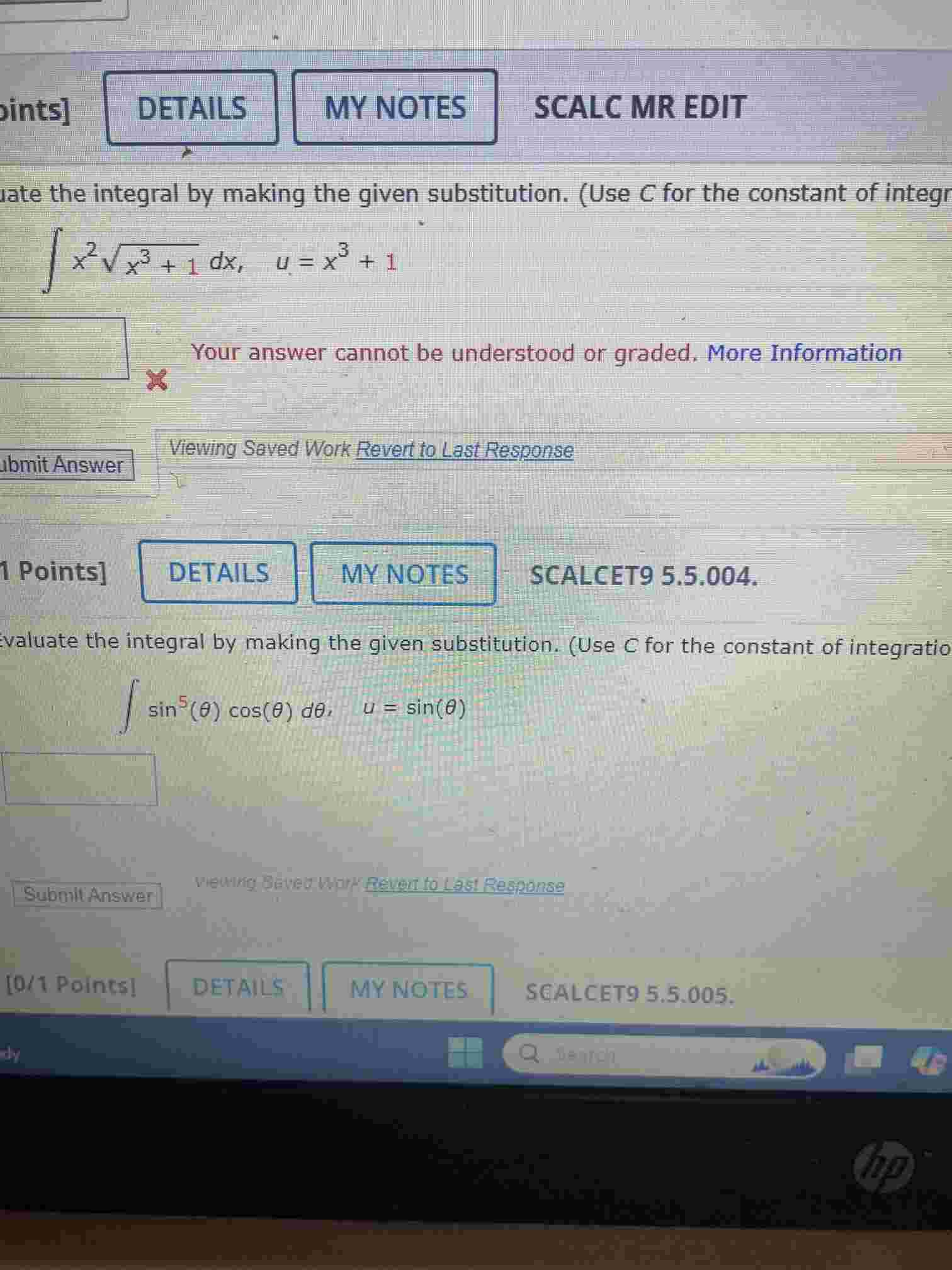 Solved ints∫﻿﻿x2x3+12dx,u=x3+1Your answer cannot be | Chegg.com