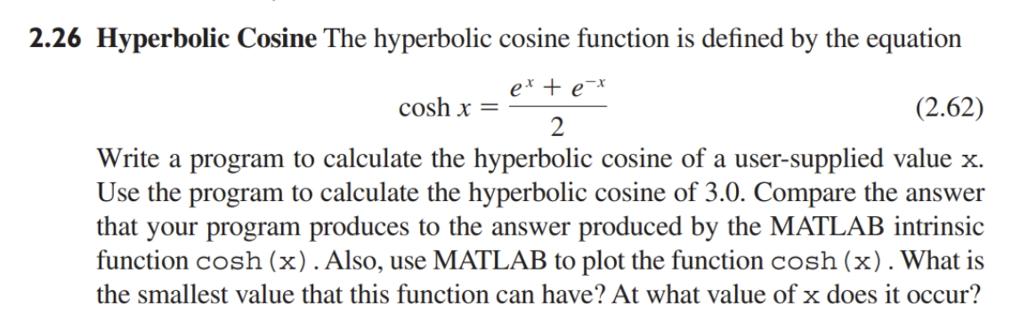 Solved 6 Hyperbolic Cosine The hyperbolic cosine function is | Chegg.com