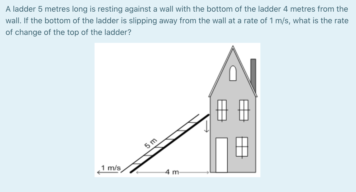 Solved A ladder 5 metres long is resting against a wall with | Chegg.com