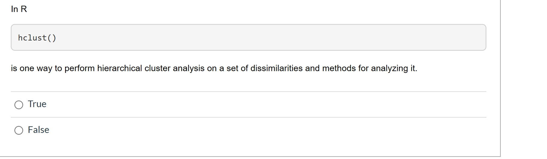 Solved In R hclust() is one way to perform hierarchical | Chegg.com