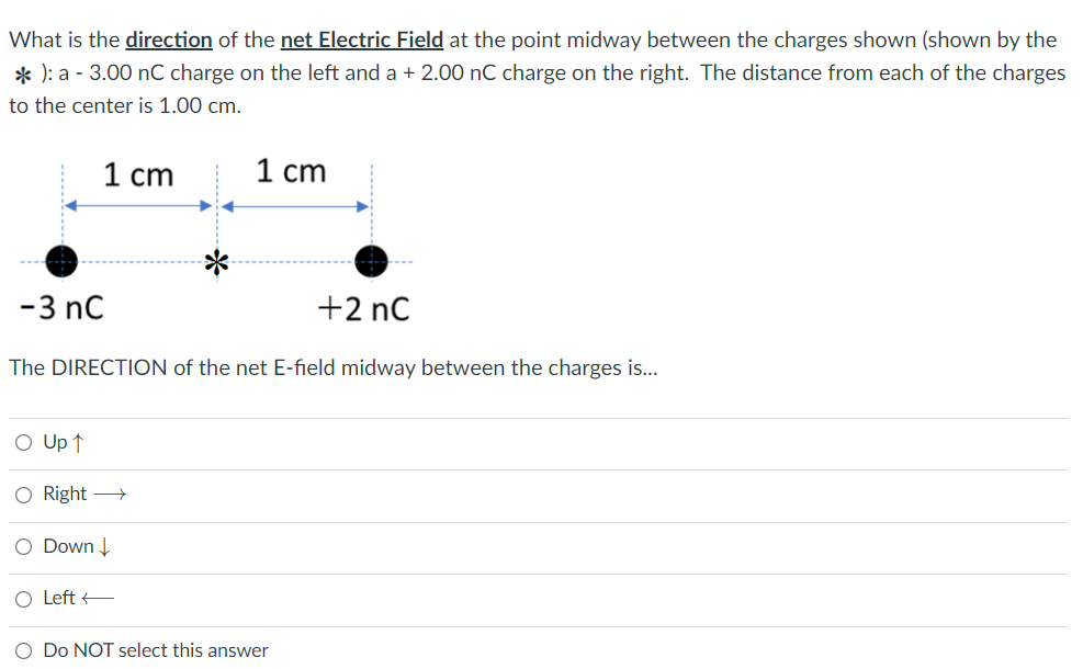 Solved What is the direction of the net Electric Field at | Chegg.com